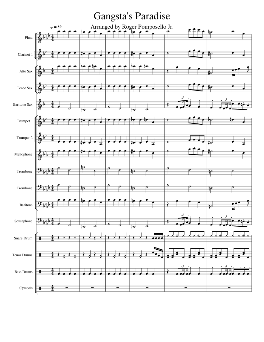 Gangsta's Paradise Sheet music for Trombone, Mellophone, Flute ...