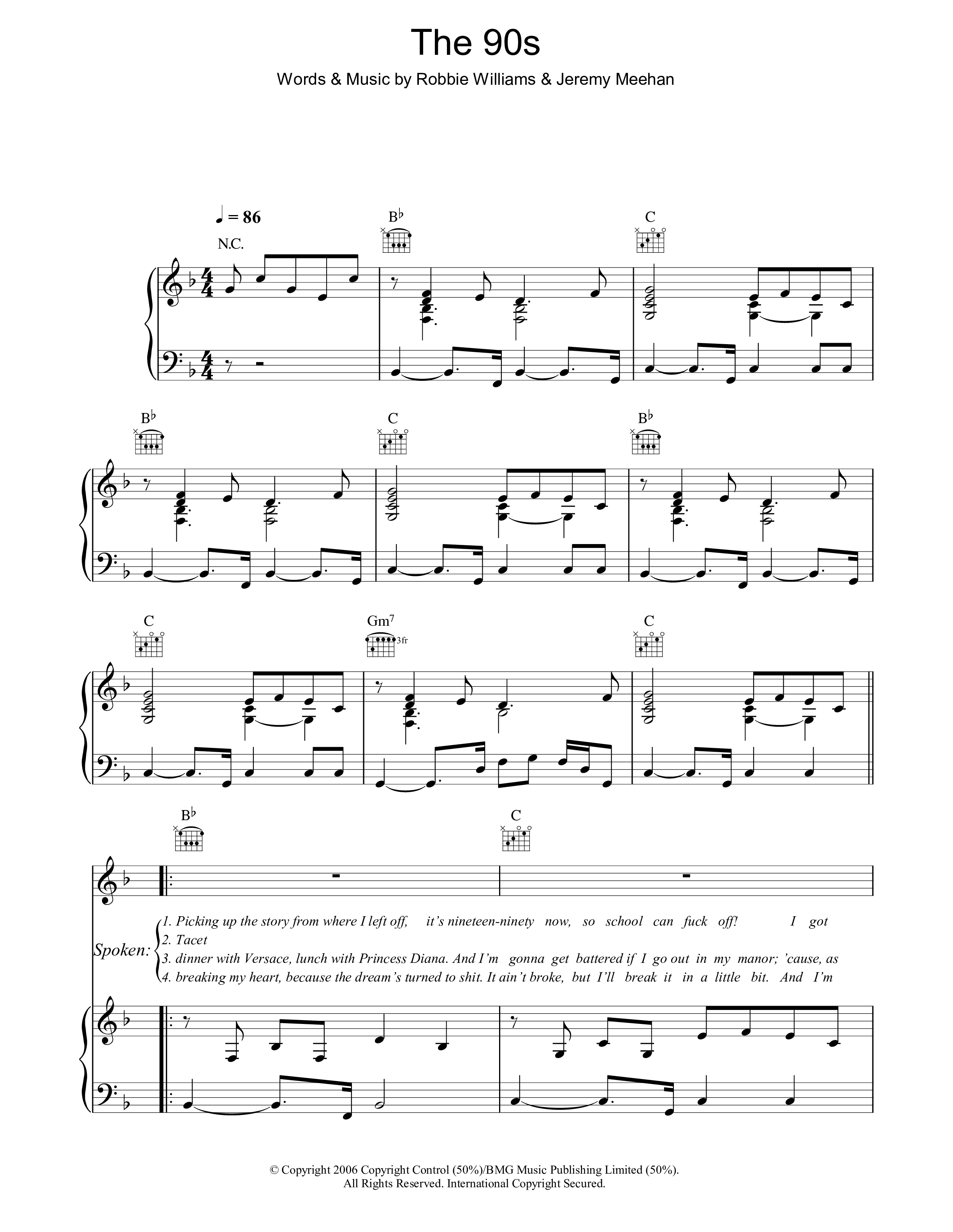 The 90s Sheet music by Robbie Williams Official | MuseScore.com