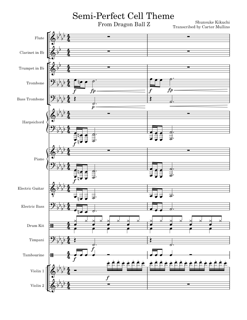 Semi-Perfect Cell Theme from "Dragon Ball Z" – Shunsuke Kikuchi Sheet ...