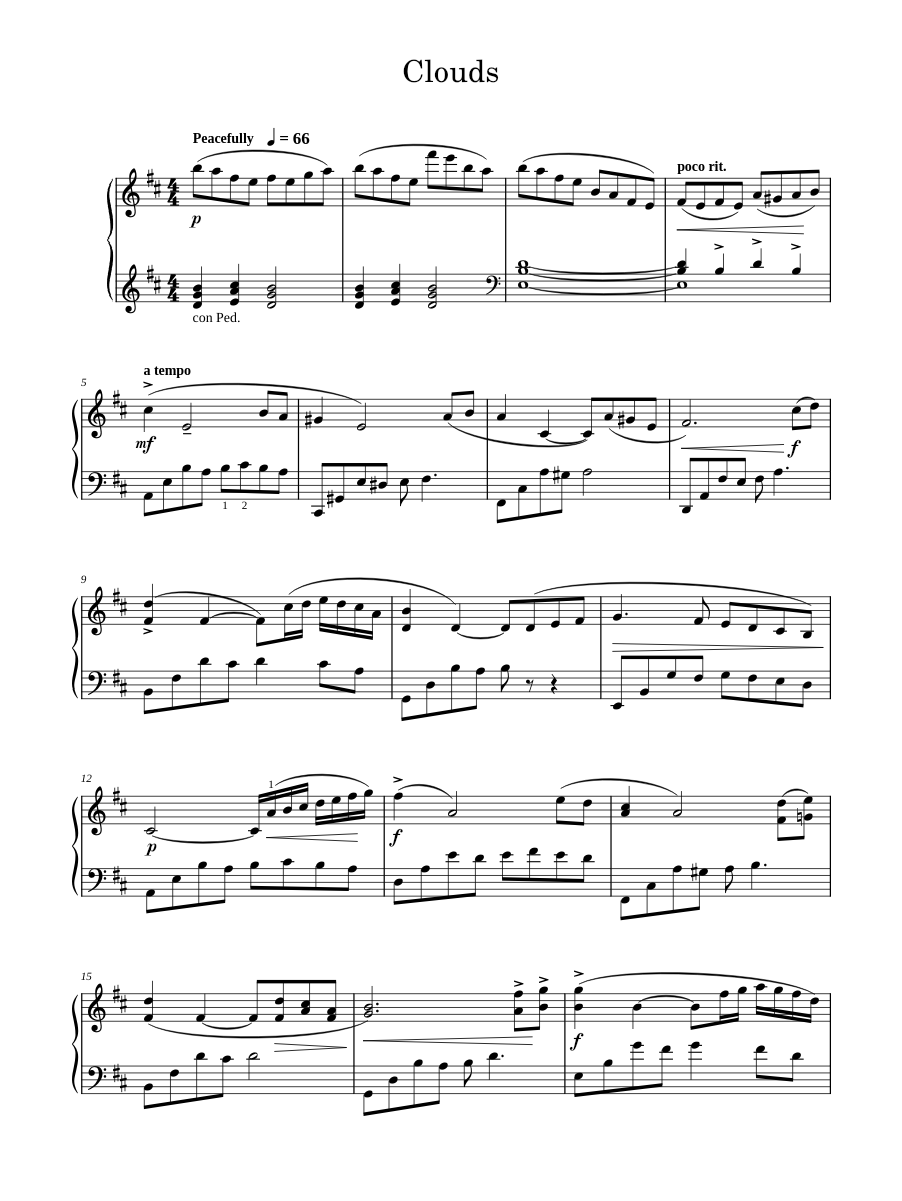 Clouds Sheet music for Piano by NF Official | MuseScore.com