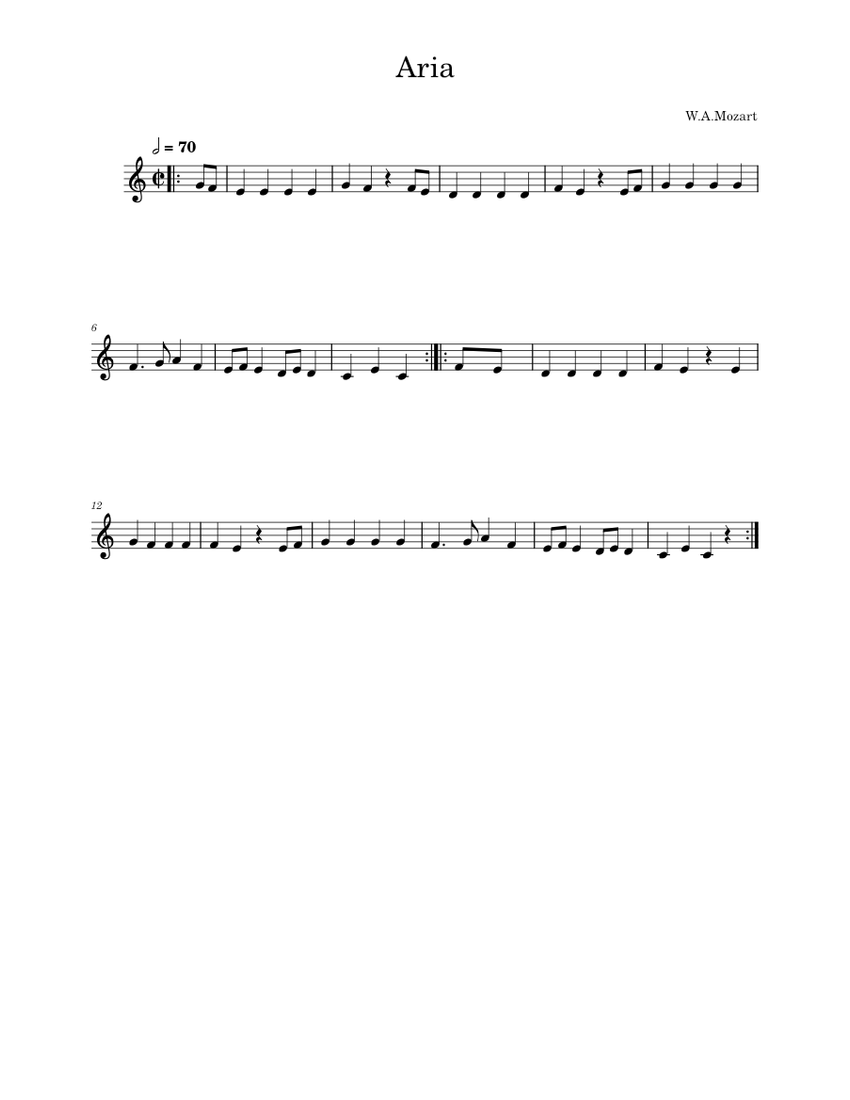 Aria Sheet music for Piano (Solo) | Musescore.com