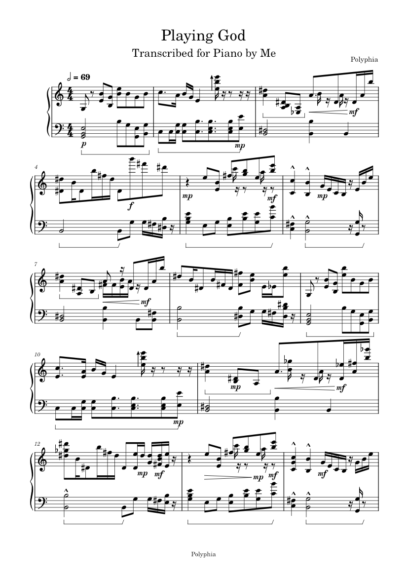 Playing God – Polyphia Sheet Music for Piano (Solo) | MuseScore.com
