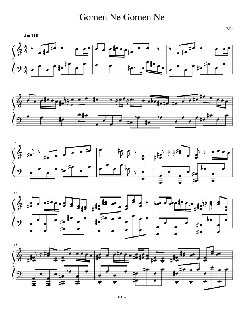 Gomen Ne Gomen Ne Sheet music for Piano (Solo) | Musescore.com