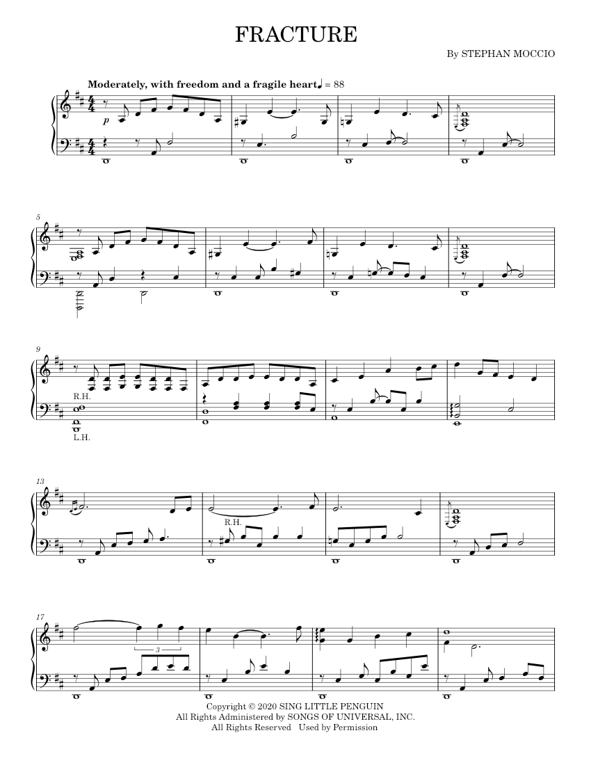 Fracture Sheet music for Piano by Stephan Moccio Official | MuseScore.com