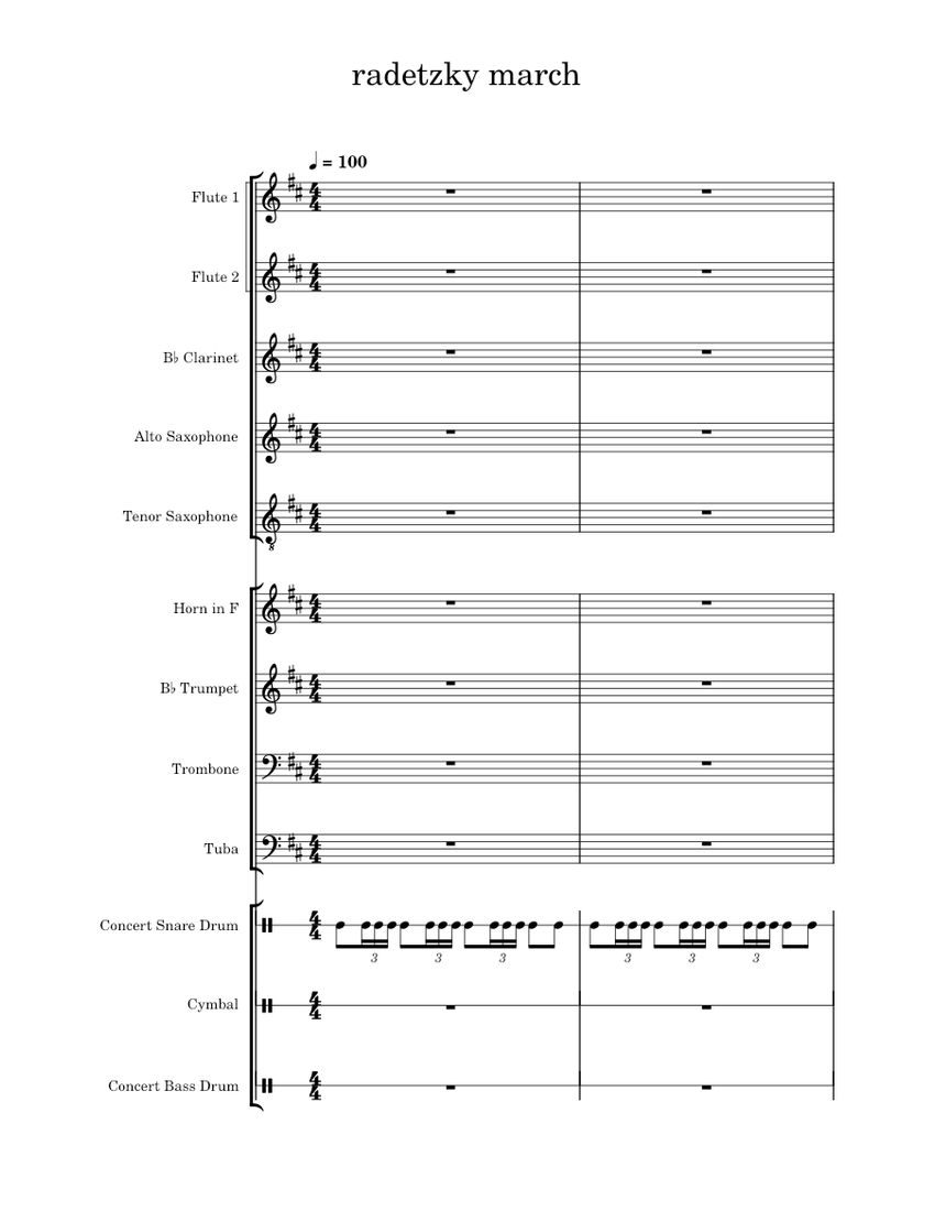 Radetzky March Concert Band Arrangement - Johann Strauss Sheet music ...