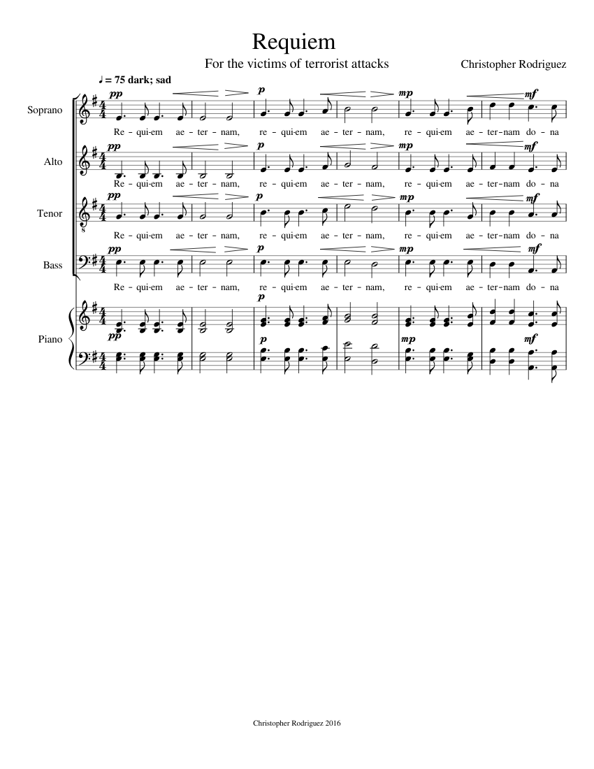 Requiem (unfinished) Sheet music for Piano, Soprano, Alto, Tenor & more instruments (Mixed ...