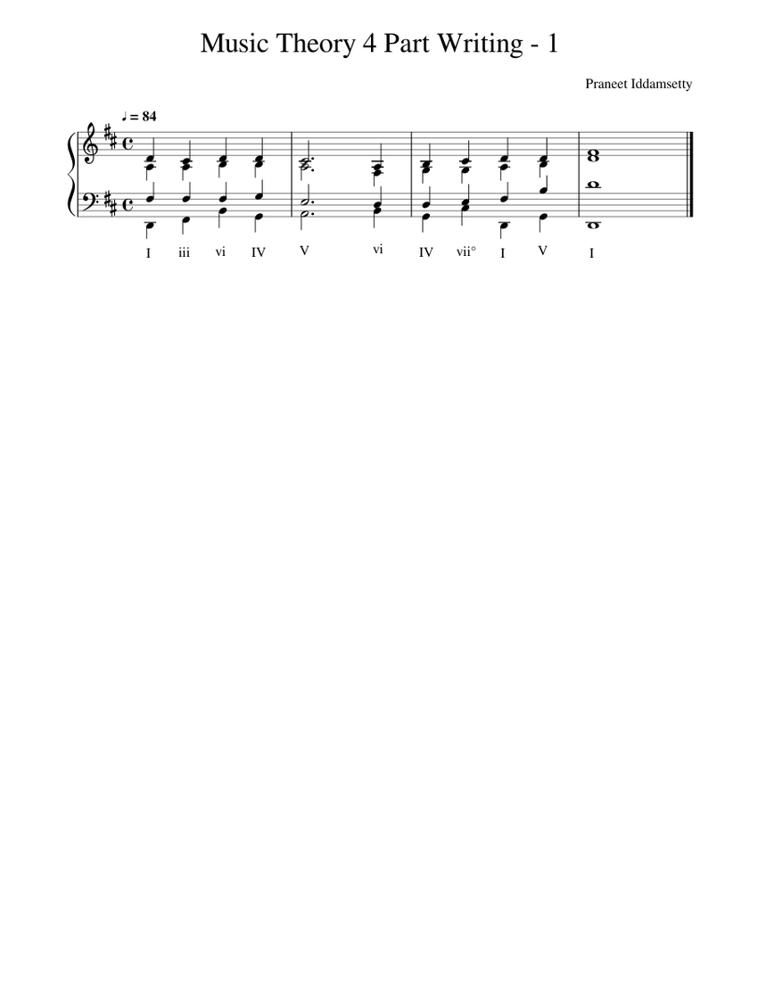 Music Theory 4 Part Writing - 1 Sheet music for Piano (Solo ...