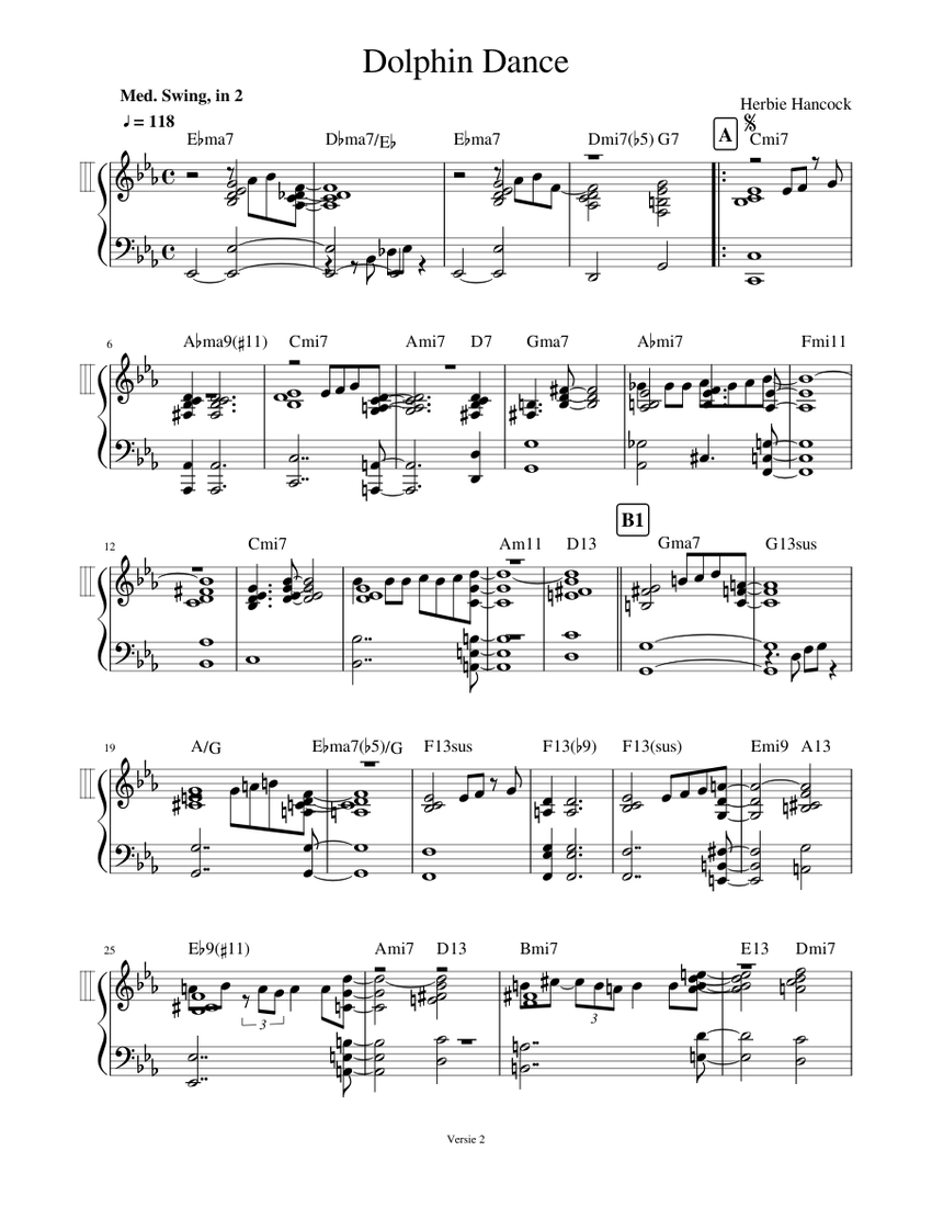 Dolphin Dance Sheet music for Piano (Solo) Easy | Musescore.com