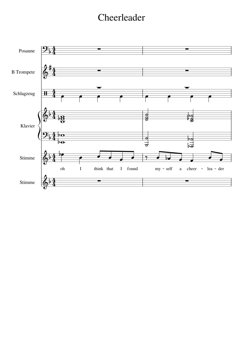 Cheerleader Sheet music for Piano, Trombone, Vocals, Trumpet in b-flat ...