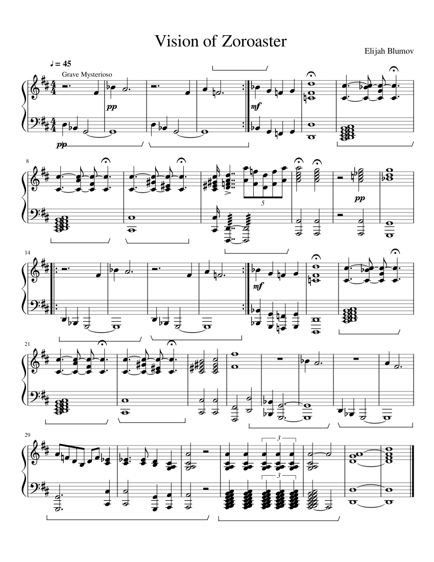 Vision of Zoroaster Sheet music for Piano (Solo) | Musescore.com