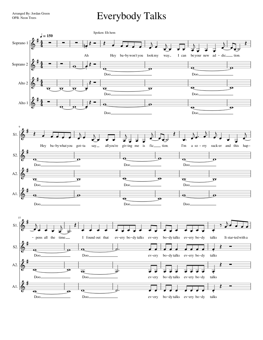 Everybody Talks – Neon Trees Everybody_Talks3 Sheet music for Tenor ...