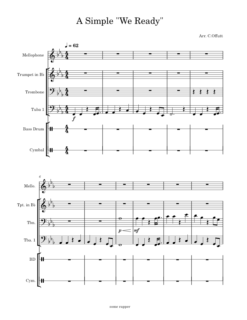 A Simple "We Ready" Sheet music for Trombone, Tuba, French horn ...