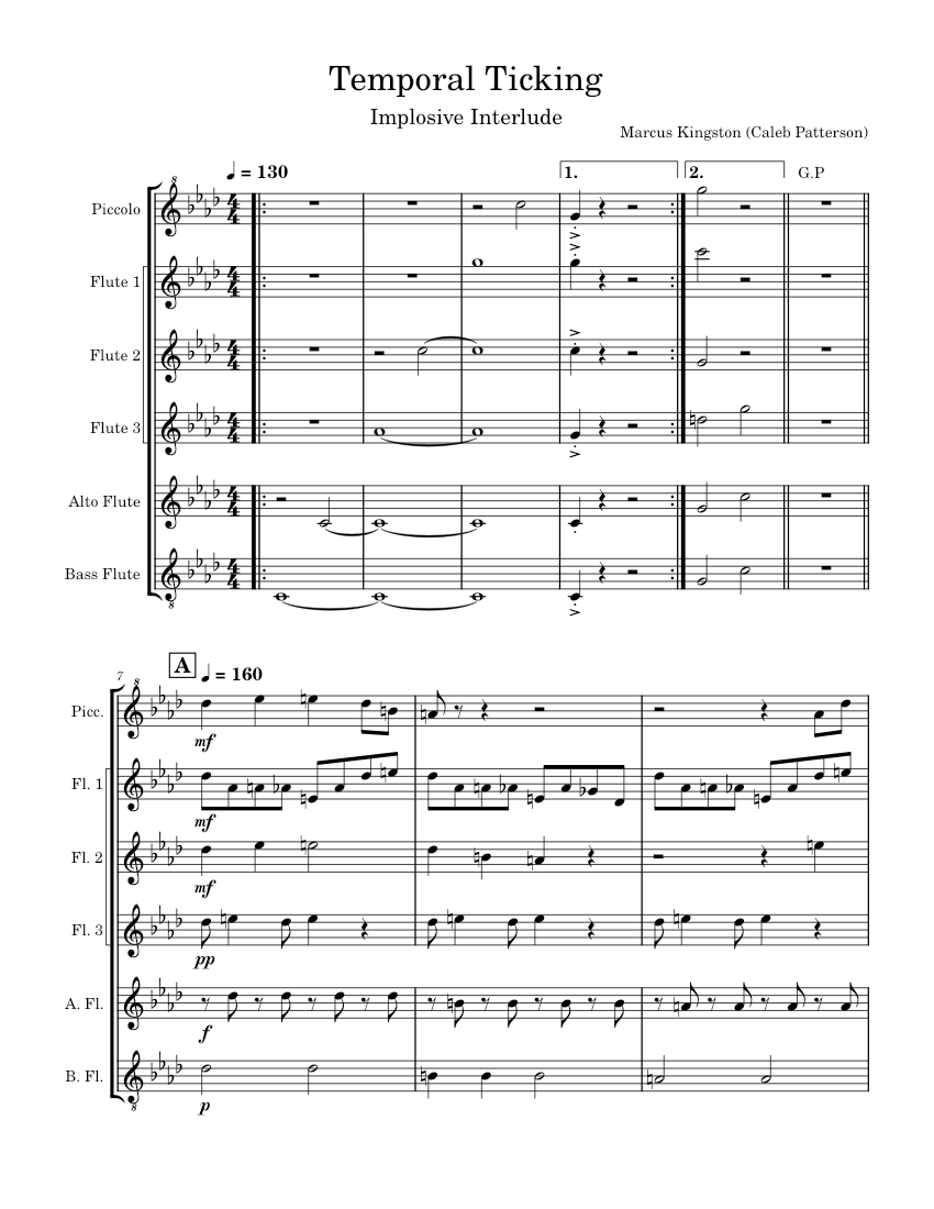 Temporal Ticking V2 Sheet music for Flute, Oboe (Woodwind Ensemble ...