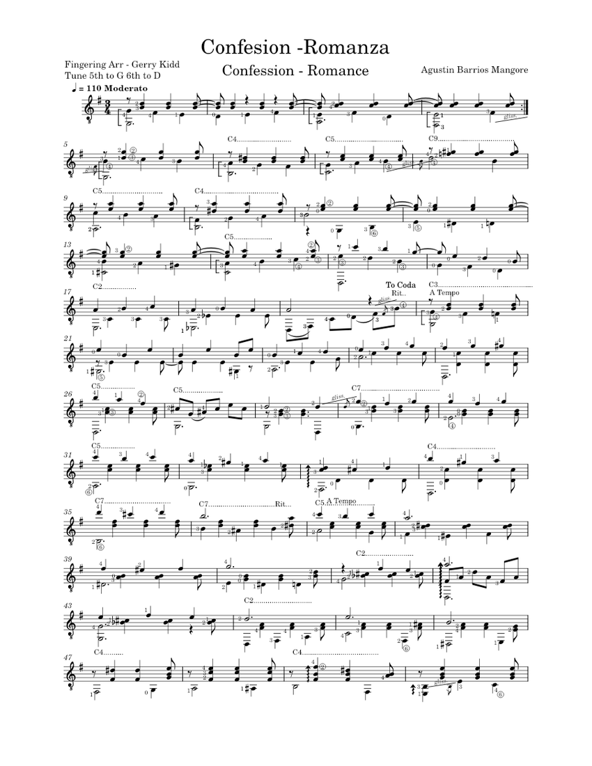 Confesion romanza – Agustín Barrios Mangoré Confession Romance ...