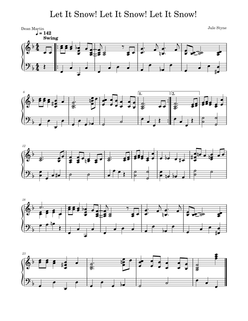 Let It Snow! Let It Snow! Let It Snow! Sheet music for Piano (Solo ...