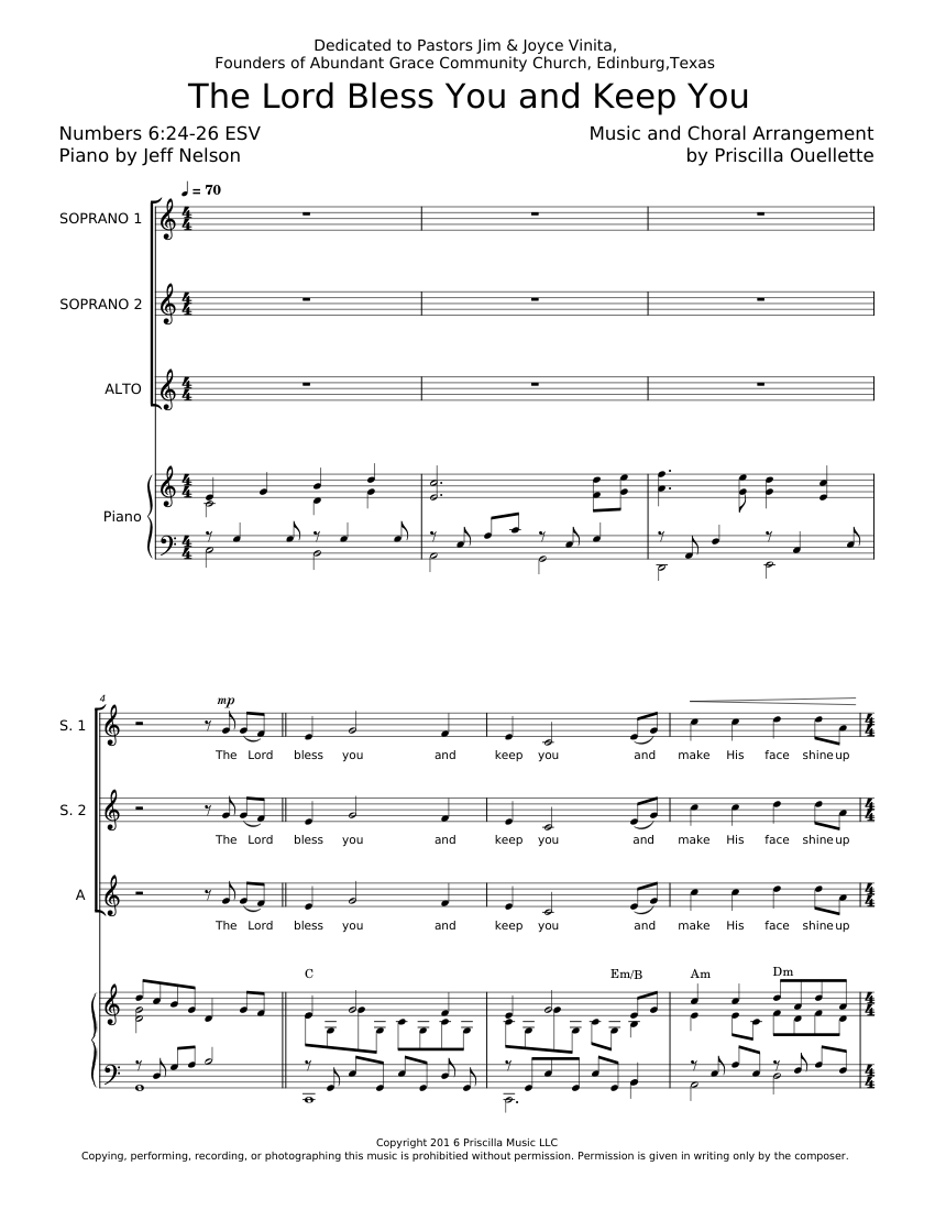 The Lord bless you and keep you - John Rutter Sheet Music with Chords ...