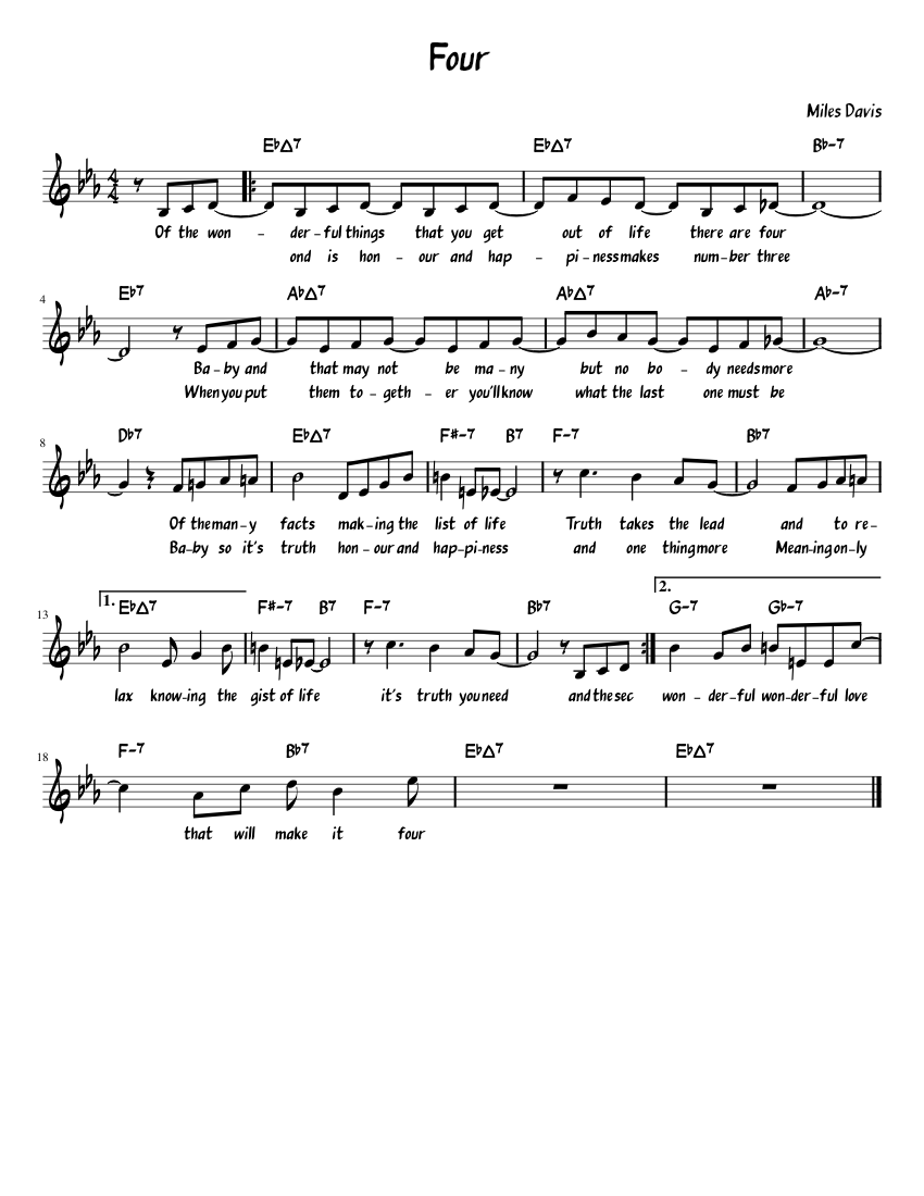 Four – Miles Davis Sheet music for Piano (Solo) | Musescore.com