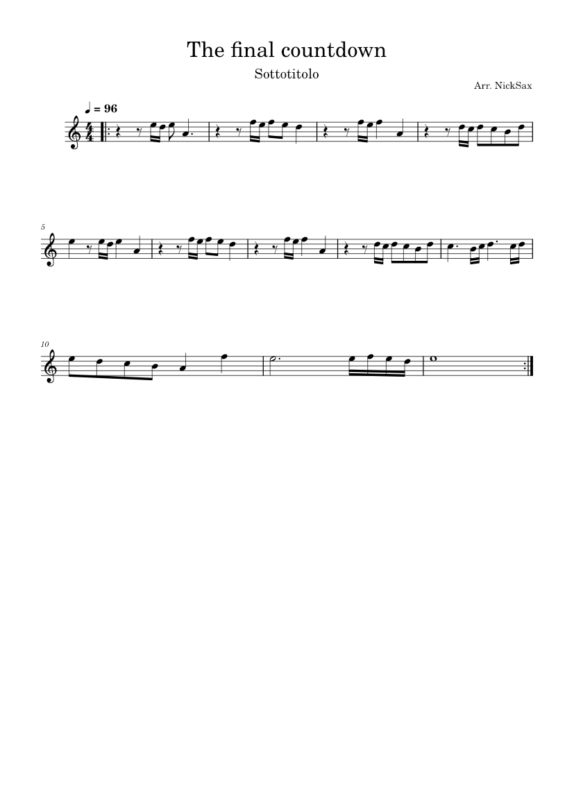 The Final Countdown NickSax Sheet music for Saxophone alto (Solo ...