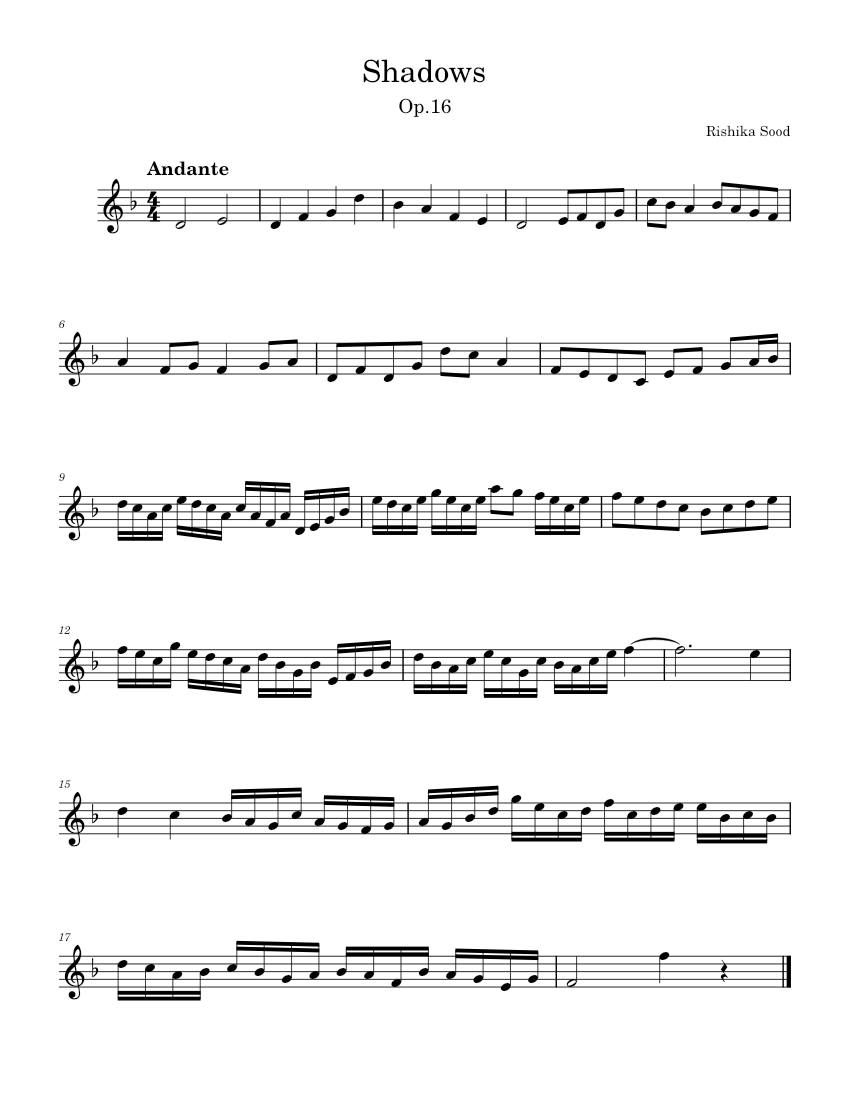 Shadows Sheet Music for Flute (Solo) | MuseScore.com