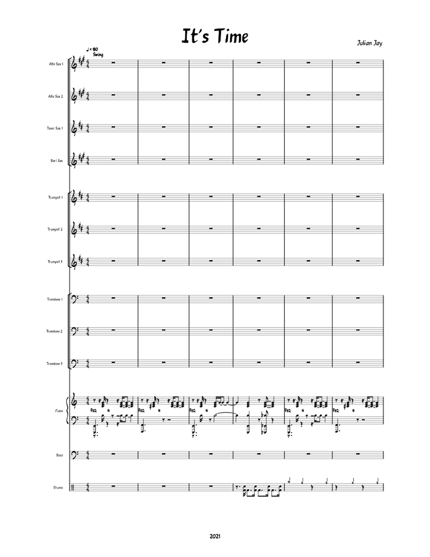 It's Time Sheet music for Piano, Trombone, Saxophone alto, Saxophone ...