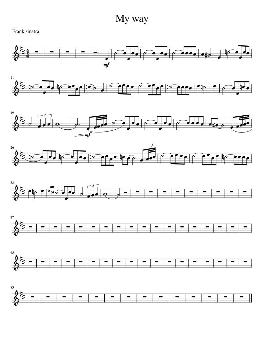 My way Sheet Music for Trumpet in b-flat (Solo) | MuseScore.com