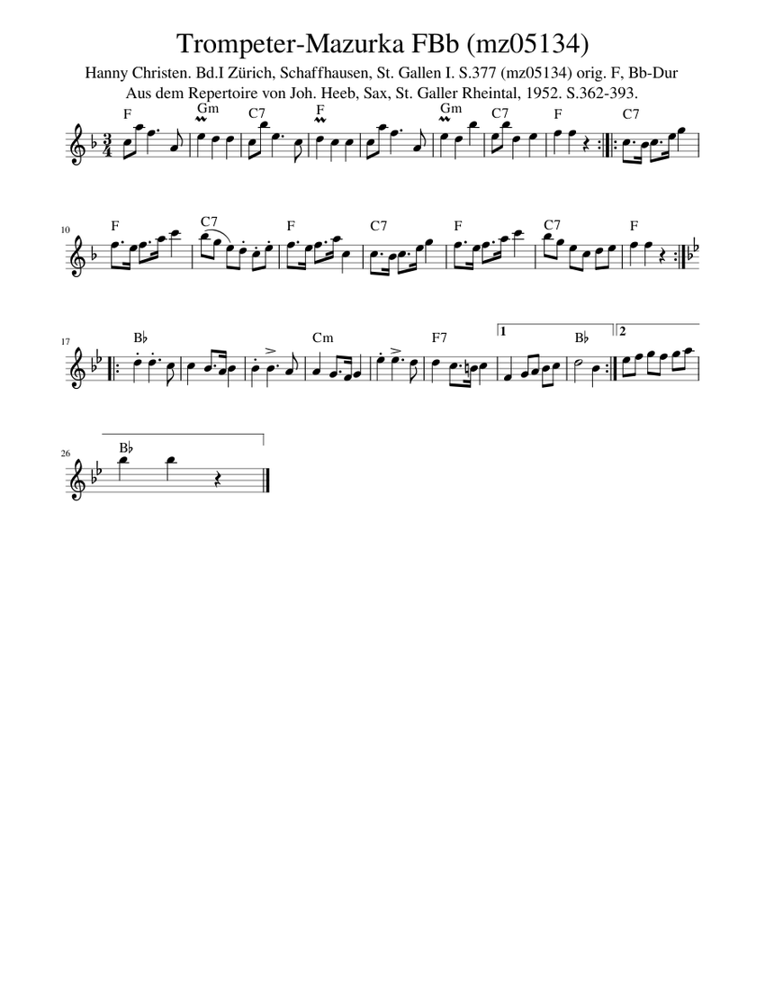 Trompeter-Mazurka FBb (mz05134) Sheet music for Accordion (Solo ...