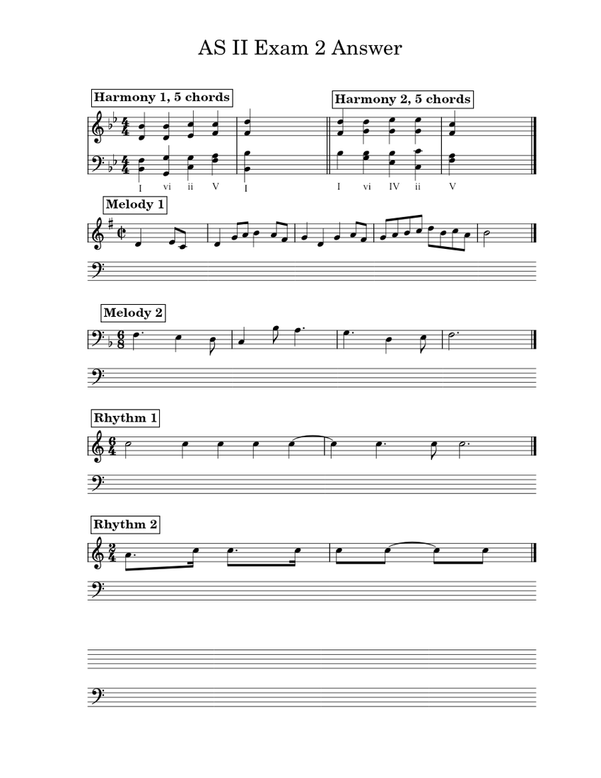 AS II Exam 2 Answer Sheet music for Piano (Solo) Easy | Musescore.com