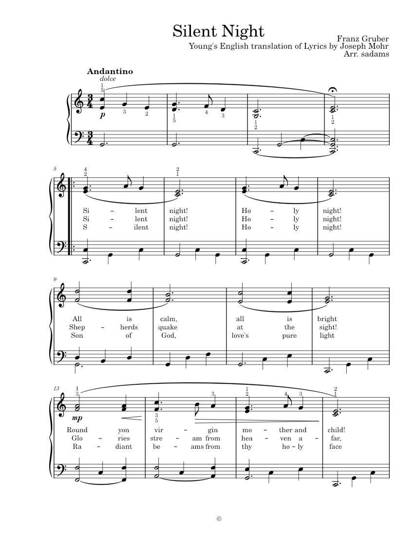 Silent Night (Easy Piano) Sheet music for Piano (Solo) | Musescore.com