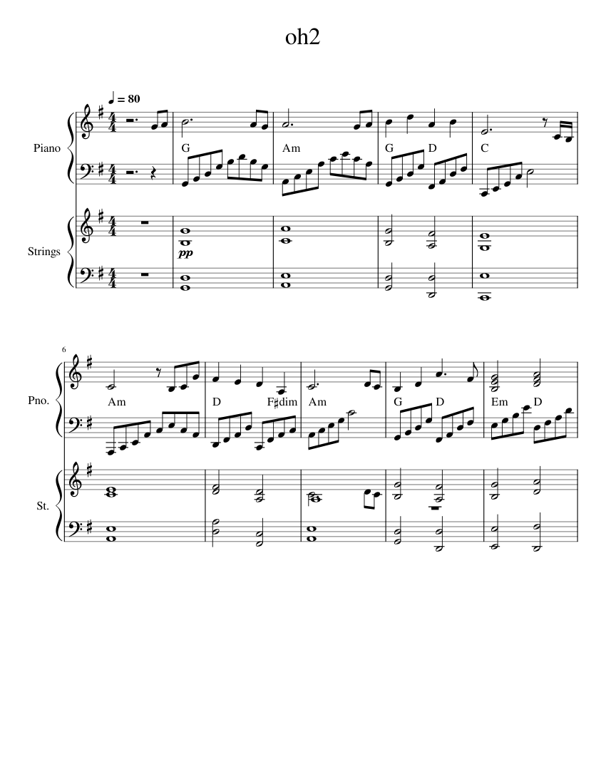 oh2 Sheet music for Piano, Strings group (Solo) | Musescore.com