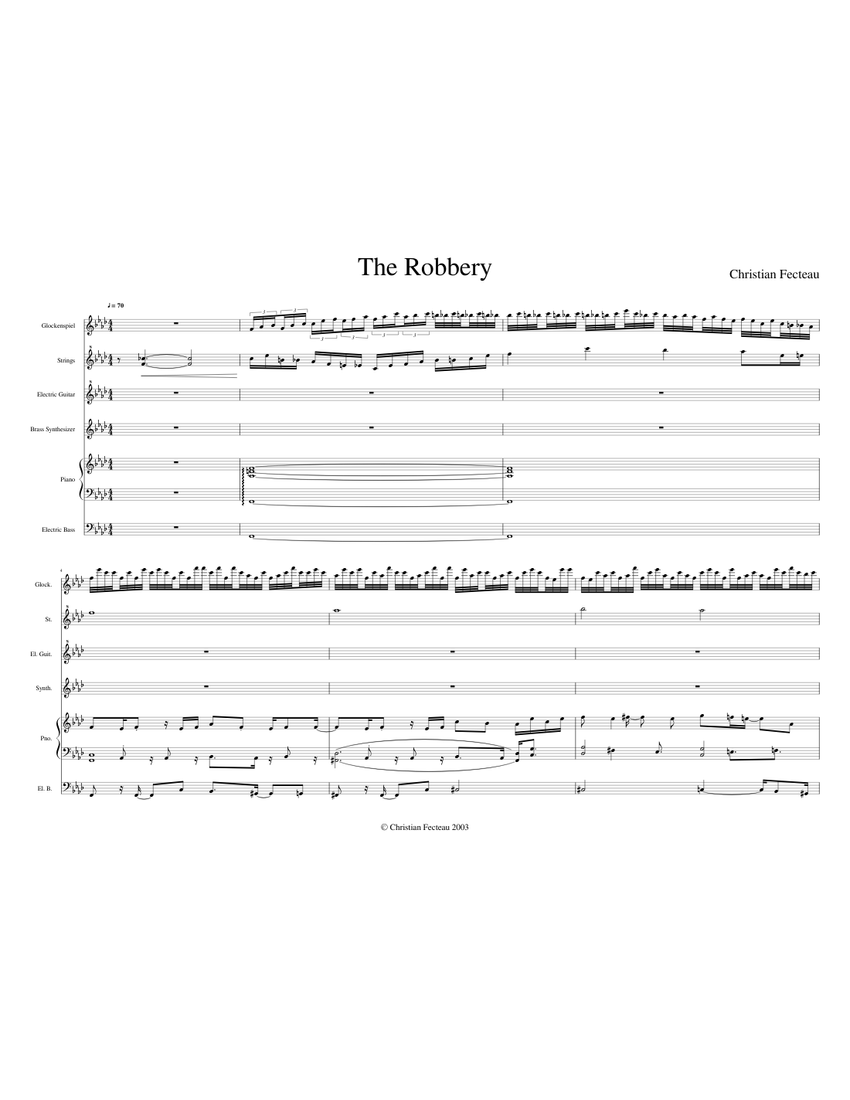The Robbery Sheet music for Piano, Glockenspiel, Guitar, Bass guitar ...