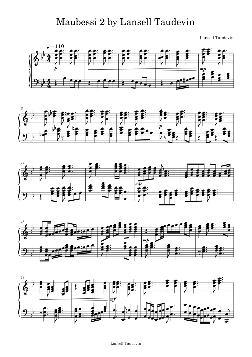 Maubessi_2_by_Lansell_Taudevin Sheet music for Piano (Solo) | Musescore.com