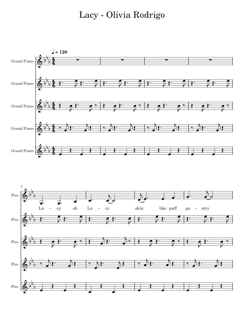 Lacy - Olivia Rodrigo Sheet Music for Piano (Mixed Quintet) | MuseScore.com