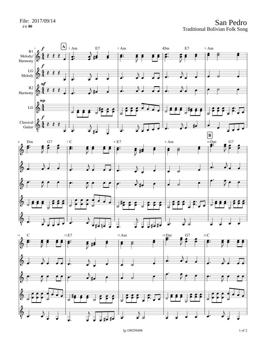 San Pedro Sheet music for Guitar, Ukulele (Mixed Ensemble) | Musescore.com