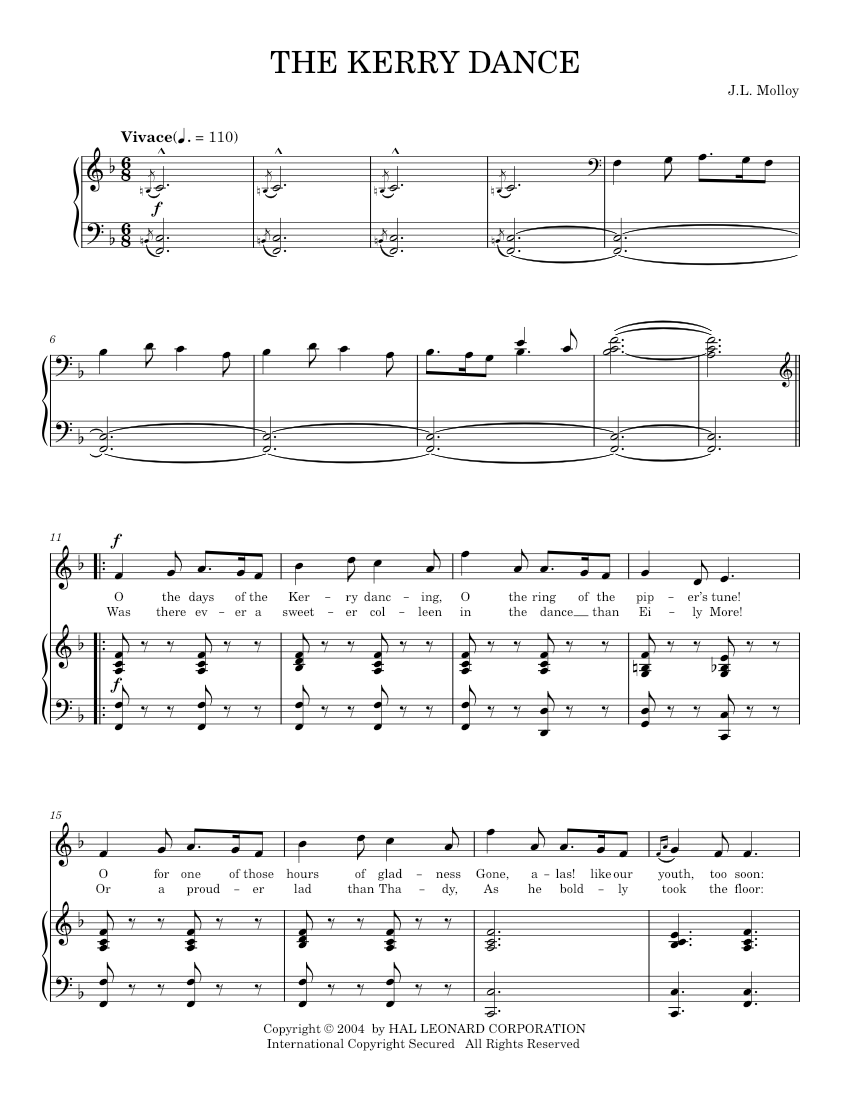 Play Official version of Kerry Dance sheet music by James Lynam Molloy ...