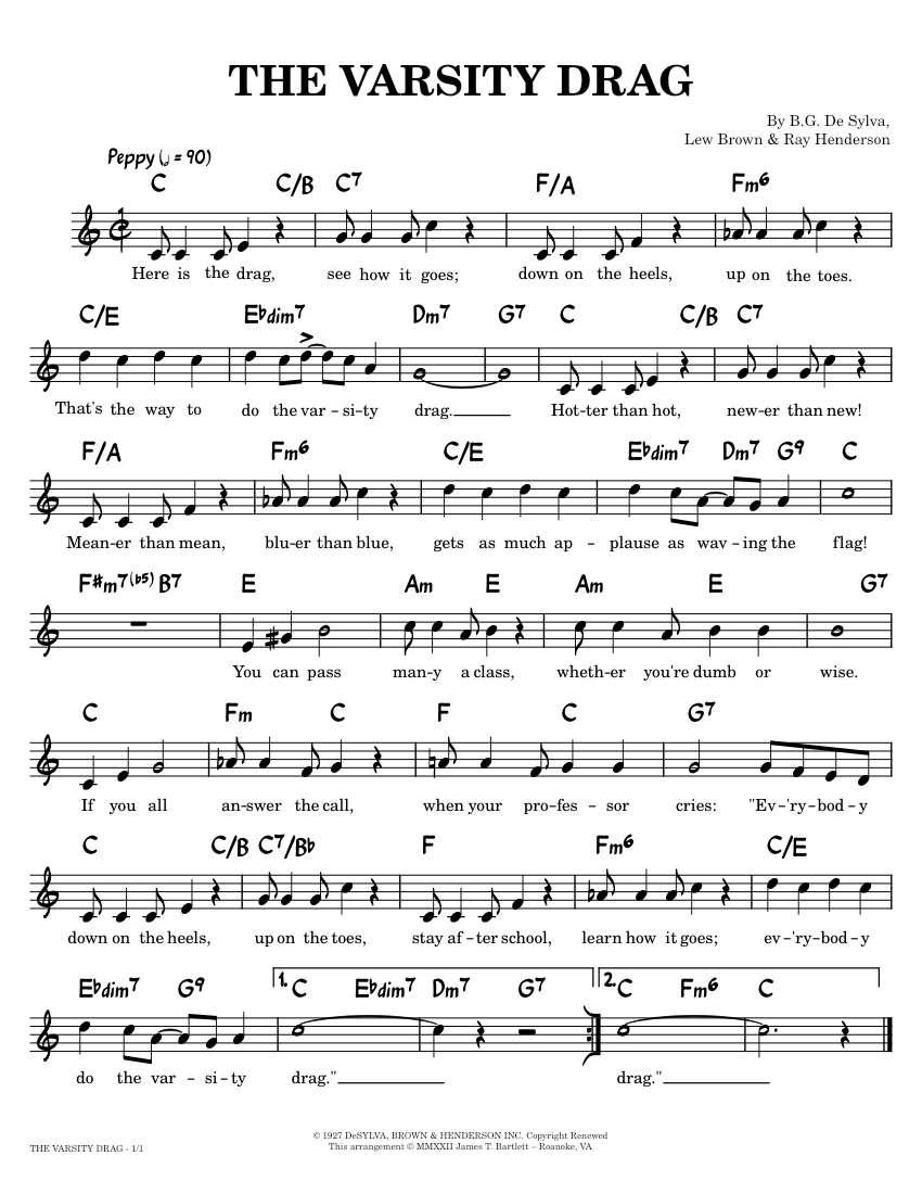 The Varsity Drag [lead sheet] – B. G. De Sylva, Lew Brown, Ray ...