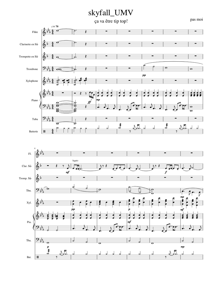 Skyfall Sheet music for Piano, Trombone, Tuba, Flute & more instruments ...