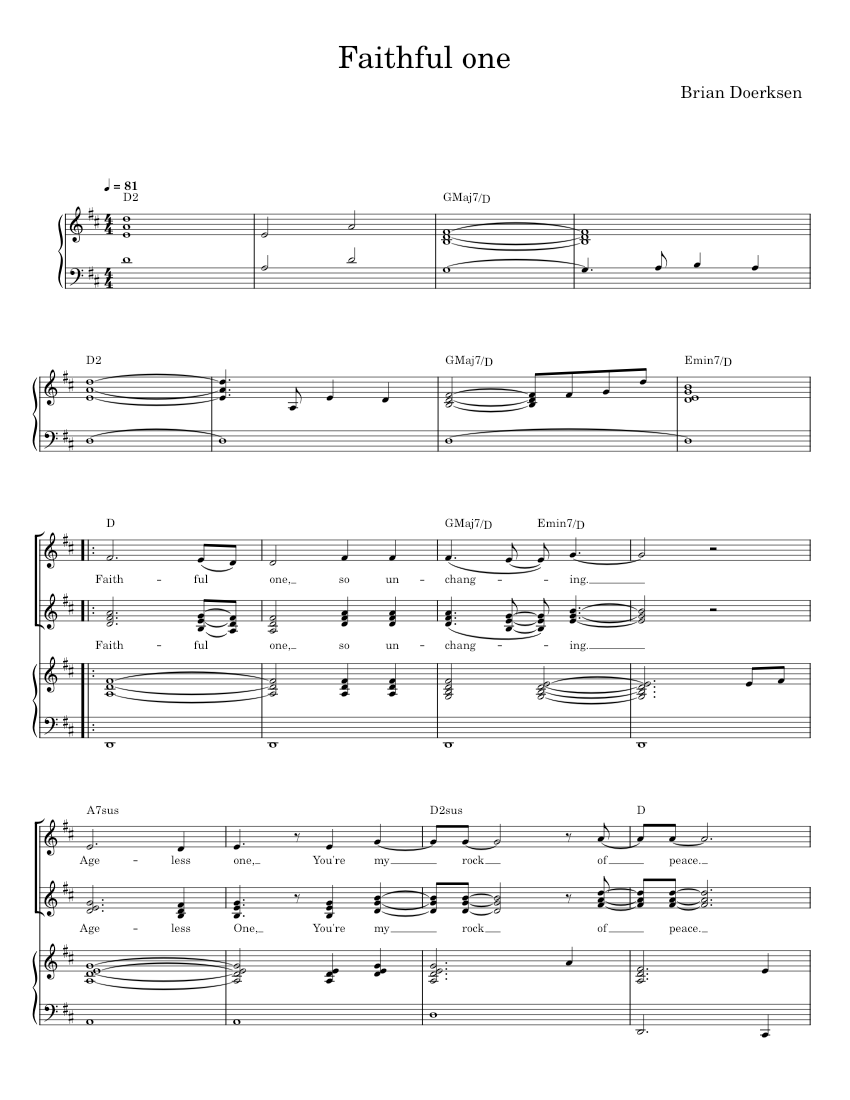 Faithful one - Brian Doerksen Sheet Music with Chords for Piano ...