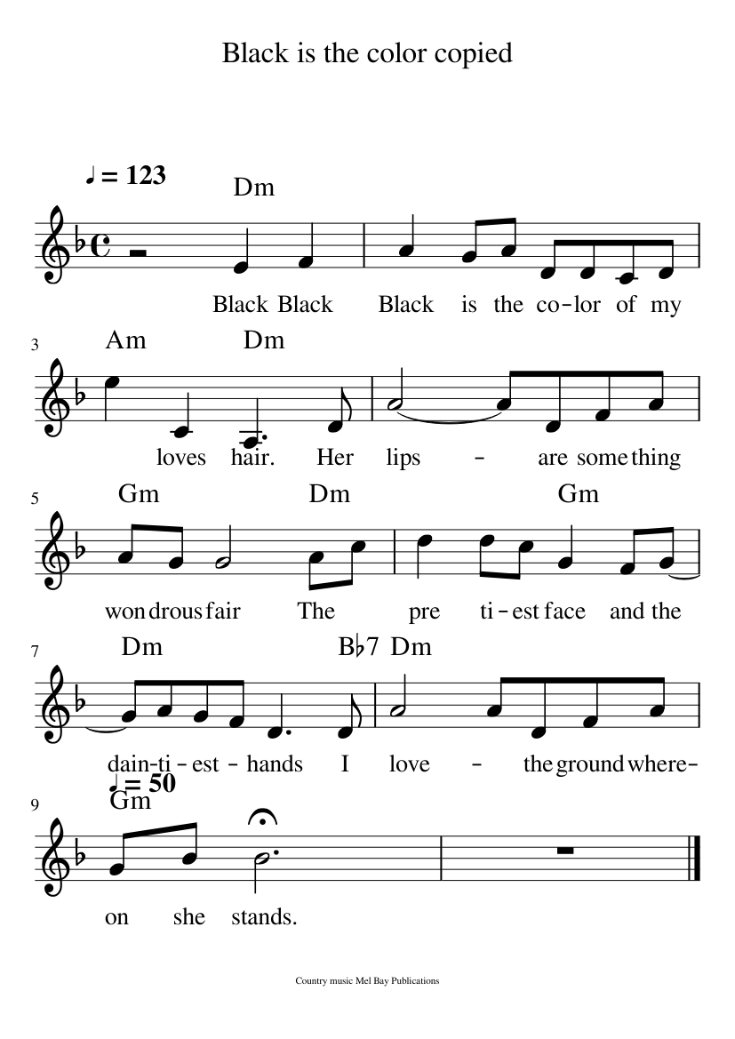 Black is the Color Sheet music for Piano (Solo) Easy | Musescore.com