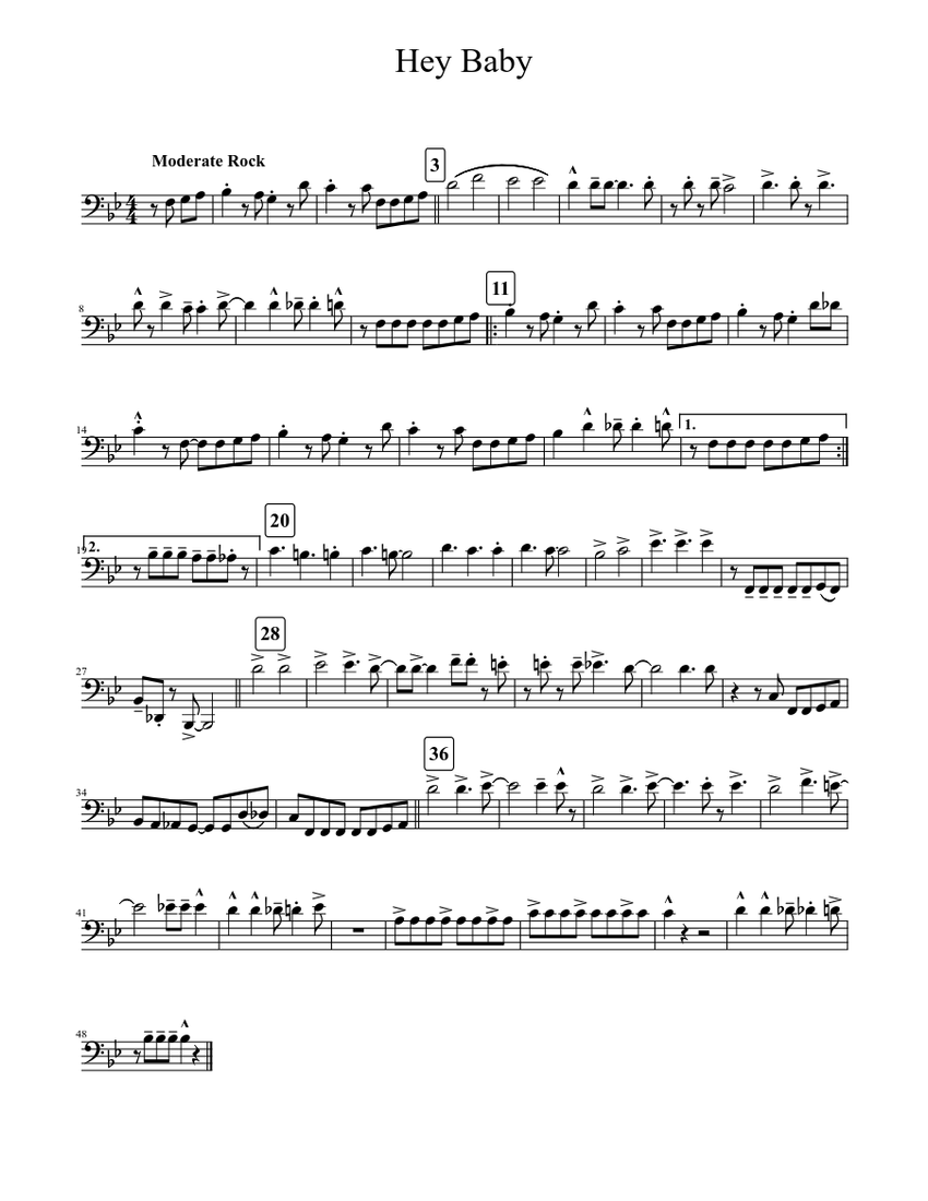 Hey Baby Sheet music for Trombone bass (Solo) | Musescore.com