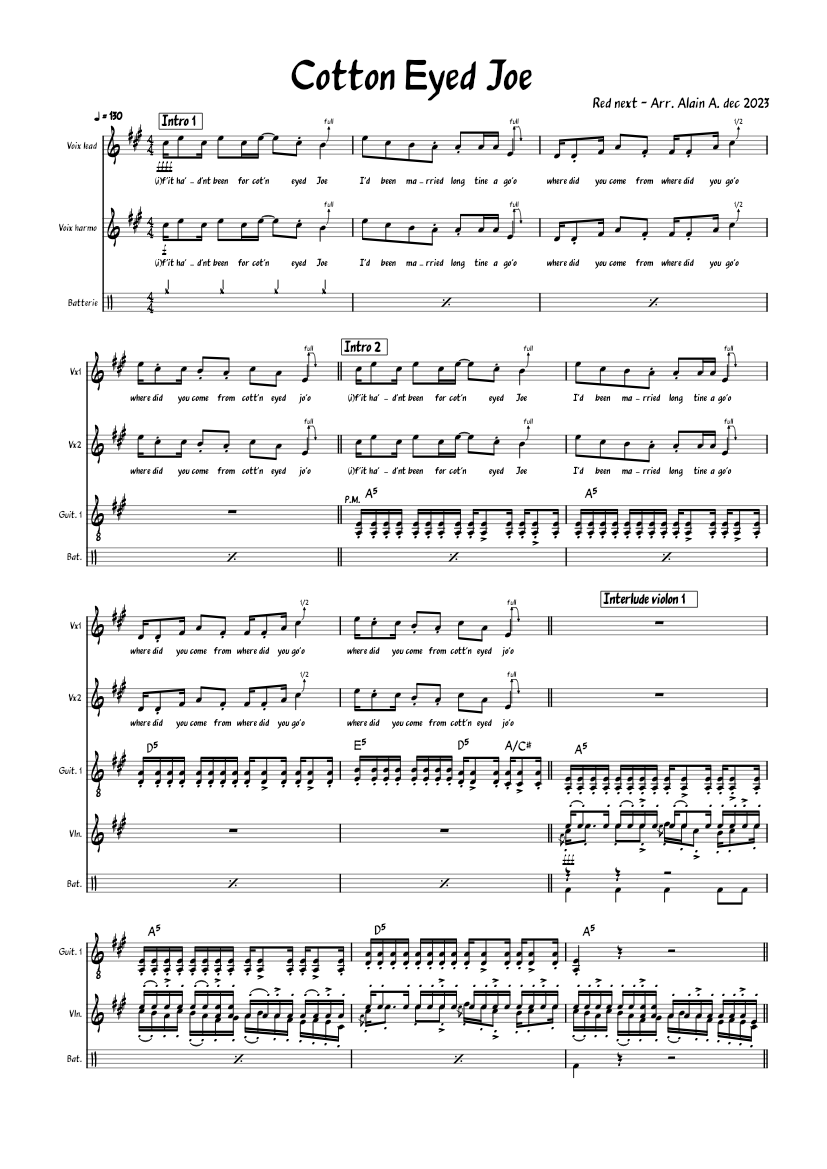 Cotton eyed joe – Rednex Sheet music for Piano, Flute, Violin, Guitar ...