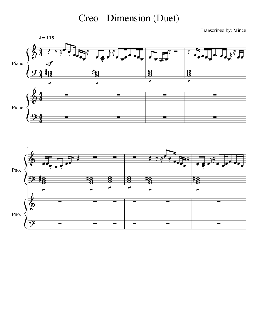 Creo - Dimension (Duet) Sheet music for Piano (Alto Sax Piano Duet ...
