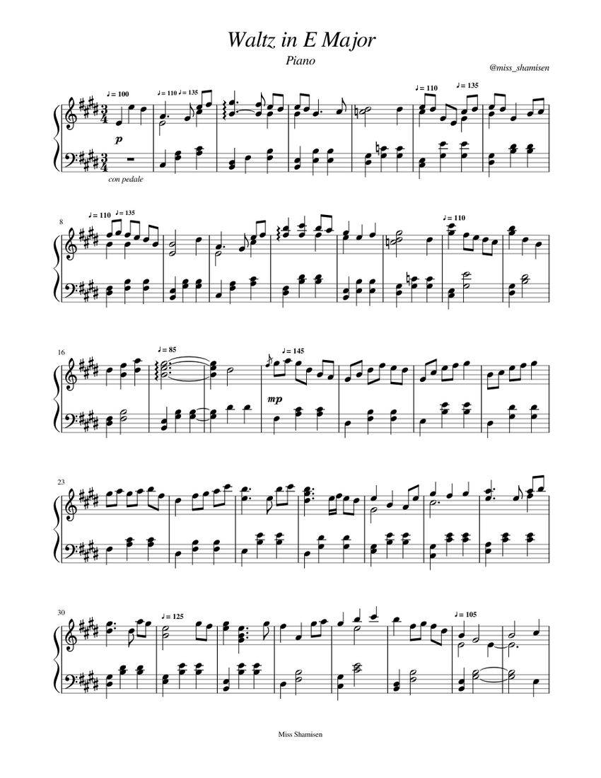 Waltz in E Major - Original Composition Sheet music for Piano (Solo ...