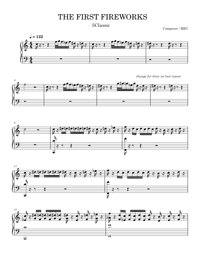 the first fireworks Sheet music for Piano (Solo) Easy | Musescore.com