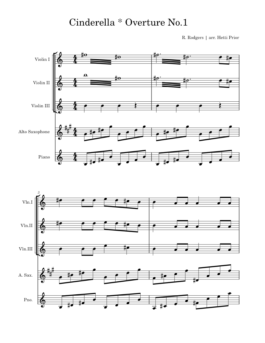 Cinderella___Overture_No.1 Sheet music for Piano, Saxophone alto, Violin (String Ensemble ...