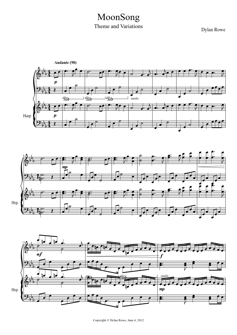 MoonSong (Now with Harp) Sheet music for Harp (Solo) | Musescore.com