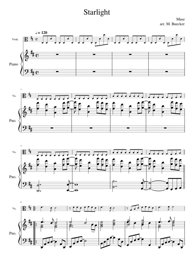 Starlight Sheet music for Piano, Viola (Solo) | Musescore.com