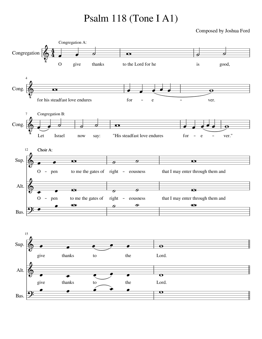 Psalm 118 (Tone I A1) Sheet music for Vocals (Choral) | Musescore.com