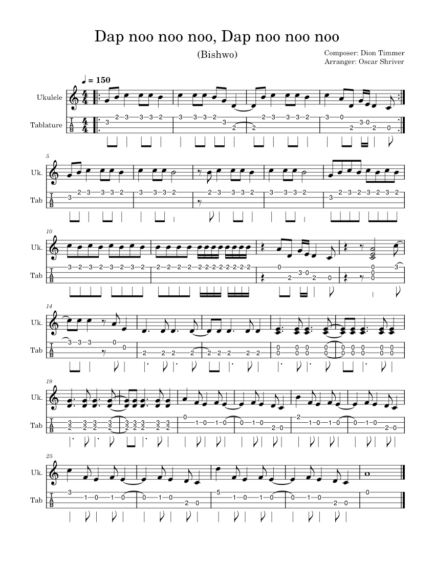 Shiawase (VIP) – Dion Timmer Tidal Wave for Ukulele Sheet Music and Tab ...