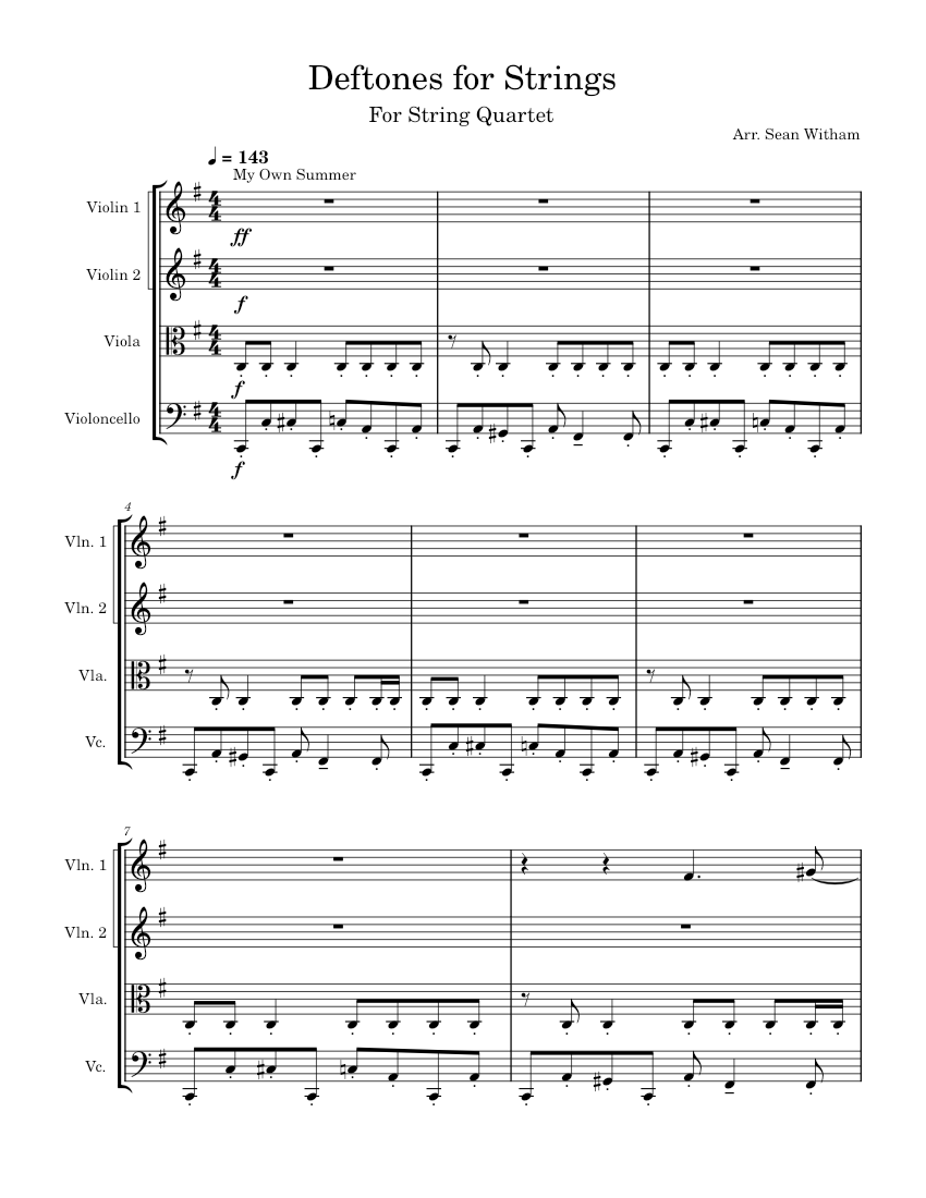 Deftones Medley – Deftones Sheet Music for Violin, Viola, Cello (String ...
