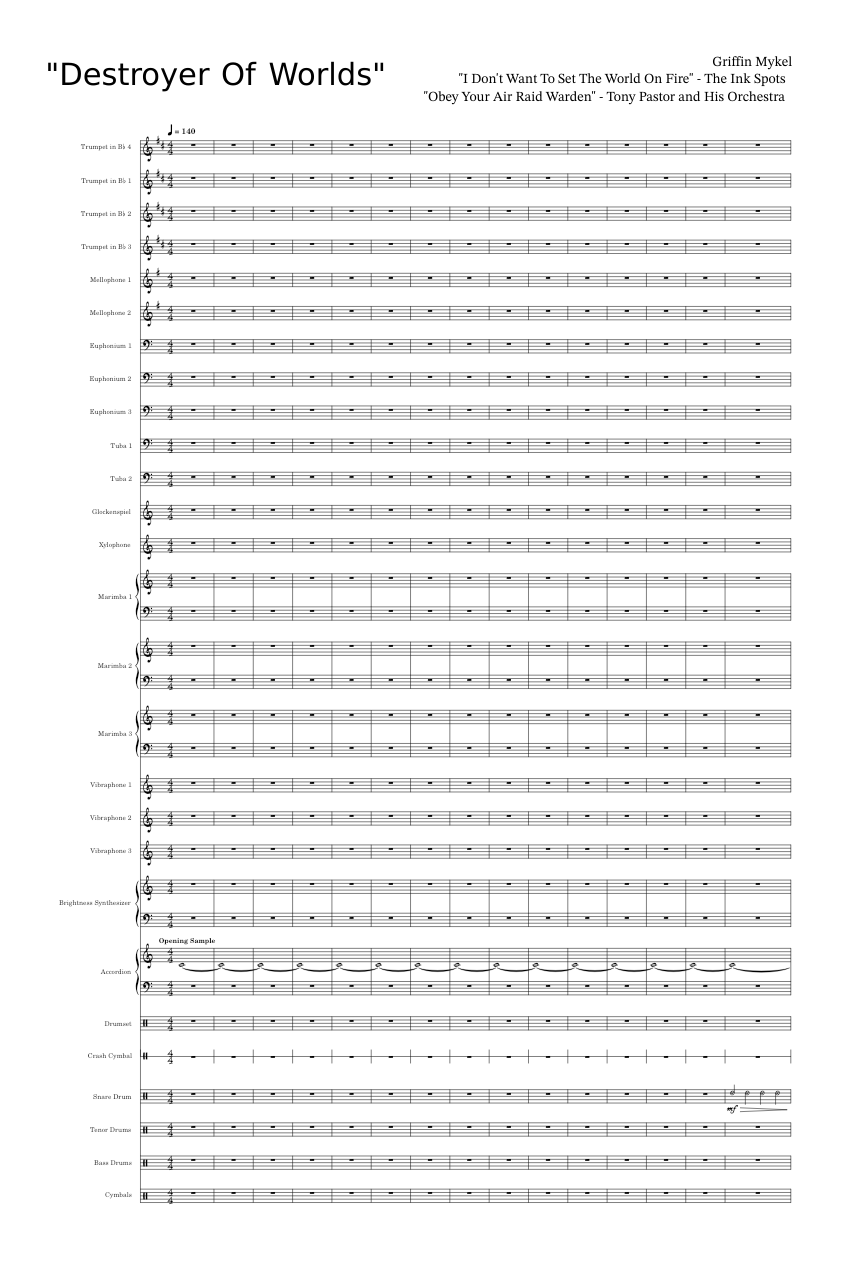 Destroyer of Worlds - Drum Corps Show Sheet Music for Trombone, Tuba ...